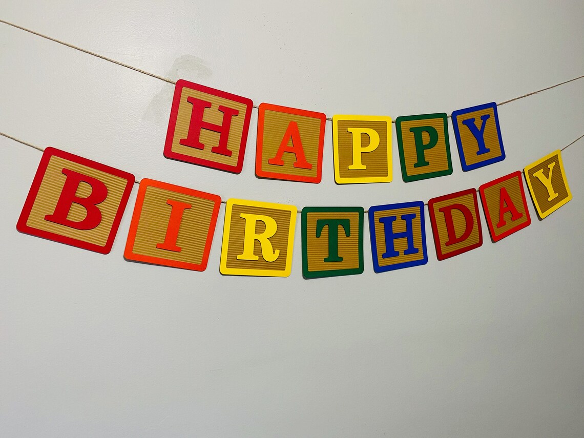 Alphabet Block Birthday Banner ABC Birthday Banner ABC - Etsy
