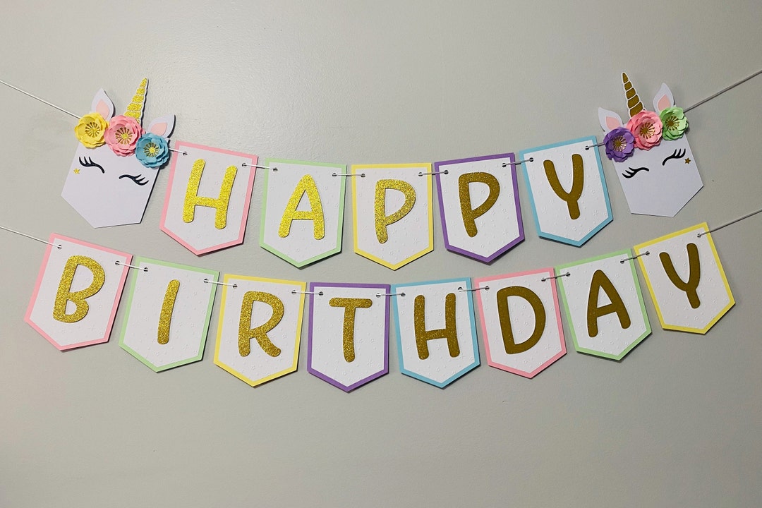 Unicorn Happy Birthday Banner Unicorn Birthday Party Unicorn Banner ...