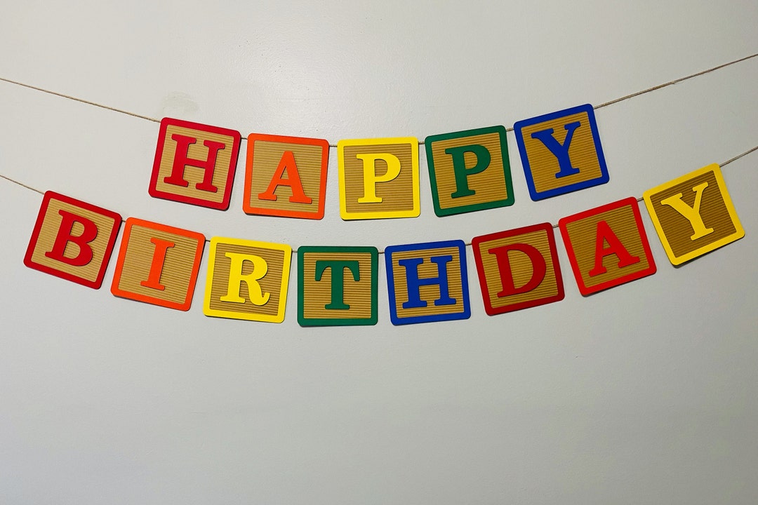 Alphabet Block Birthday Banner: ABC Building Block Party Decor - Etsy