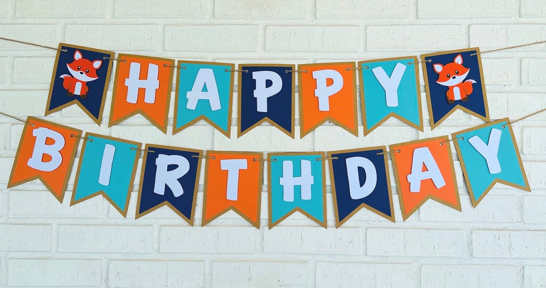 Fox Birthday Banner * Baby Fox Birthday Banner * Fox Party Decor ...