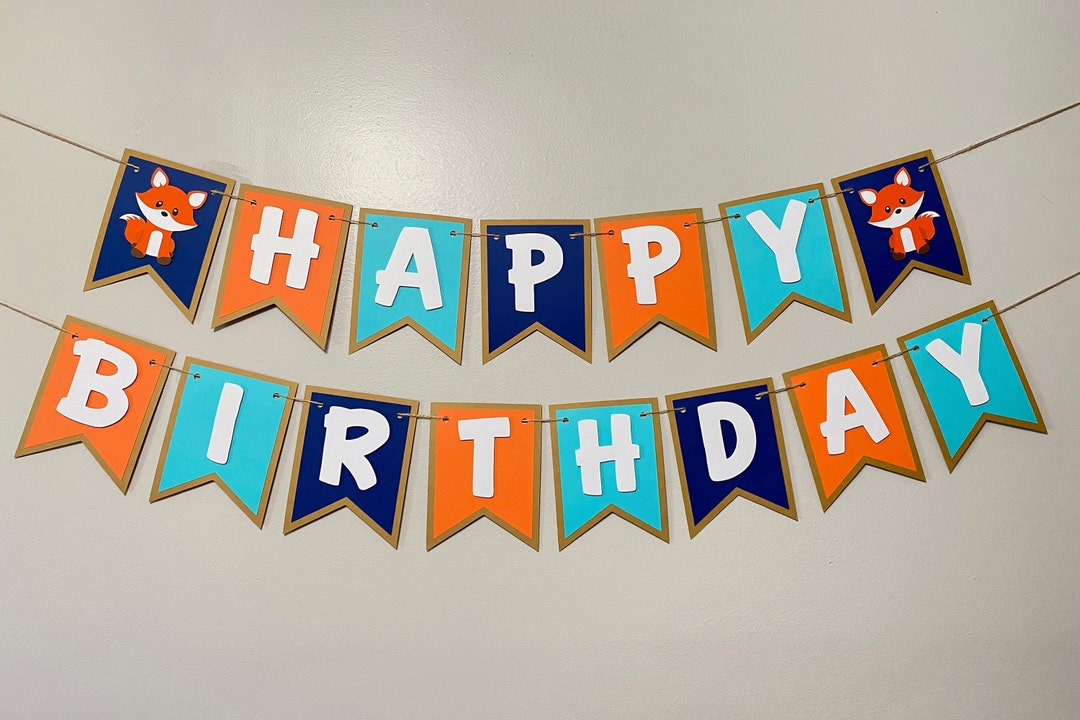 Fox Birthday Banner Baby Fox Birthday Banner Fox Party Decor Little Fox ...