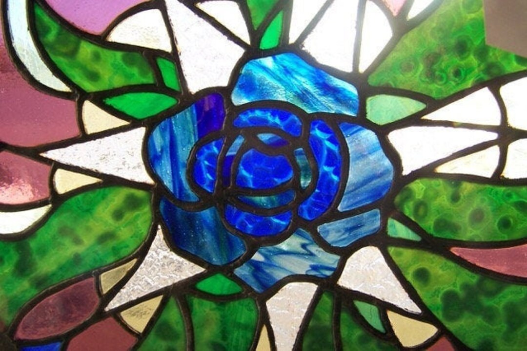Stained Glass Rose Window Hanging - Etsy