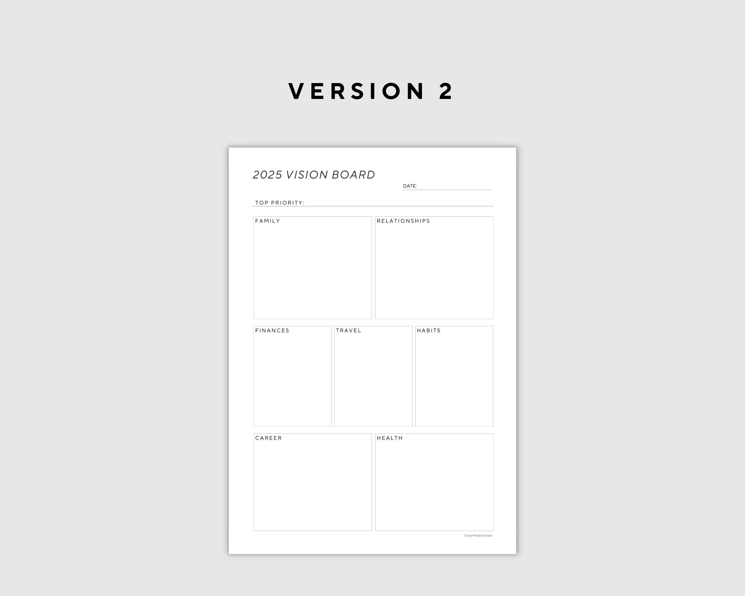 Vision Board, Goal Setting, Personal Planner, Printable, A4/A5/US ...
