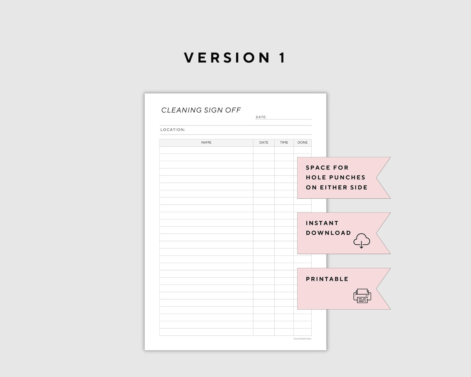Cleaning Sign off Sheet, Restroom Cleaning, Cleaning Log, Commercial ...