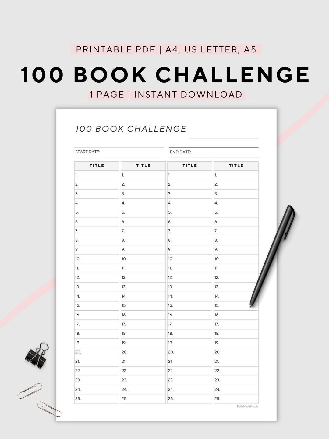 100 Book Challenge Tracker, Reading Challenge, Reading Goals, Reading ...