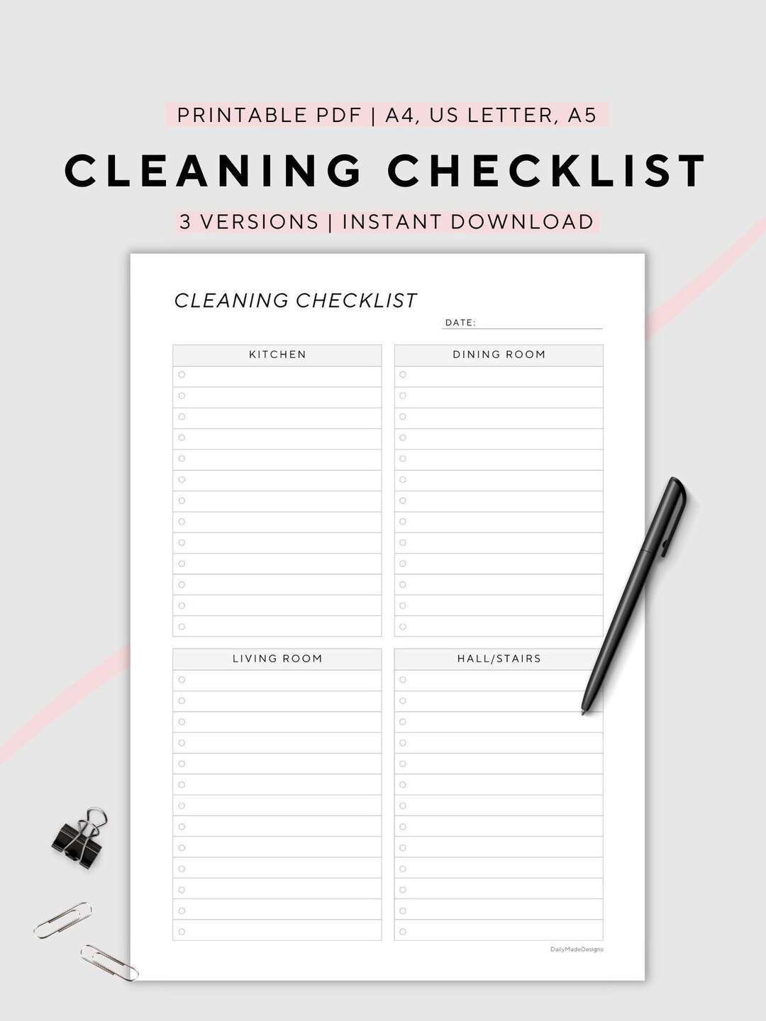 Home Cleaning Checklist, Home Organisation, Cleaning Planner, House ...
