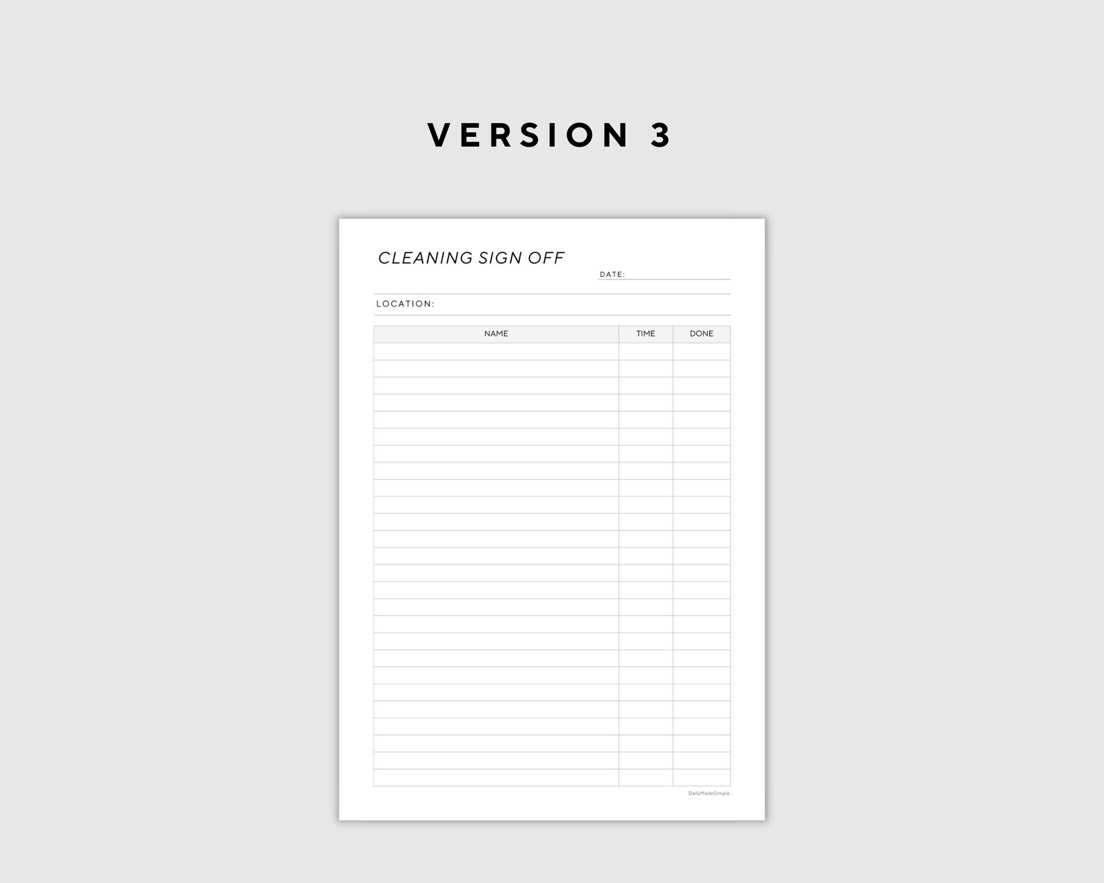 Cleaning Sign off Sheet, Restroom Cleaning, Cleaning Log, Commercial ...