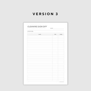 Cleaning Sign off Sheet, Restroom Cleaning, Cleaning Log, Commercial ...