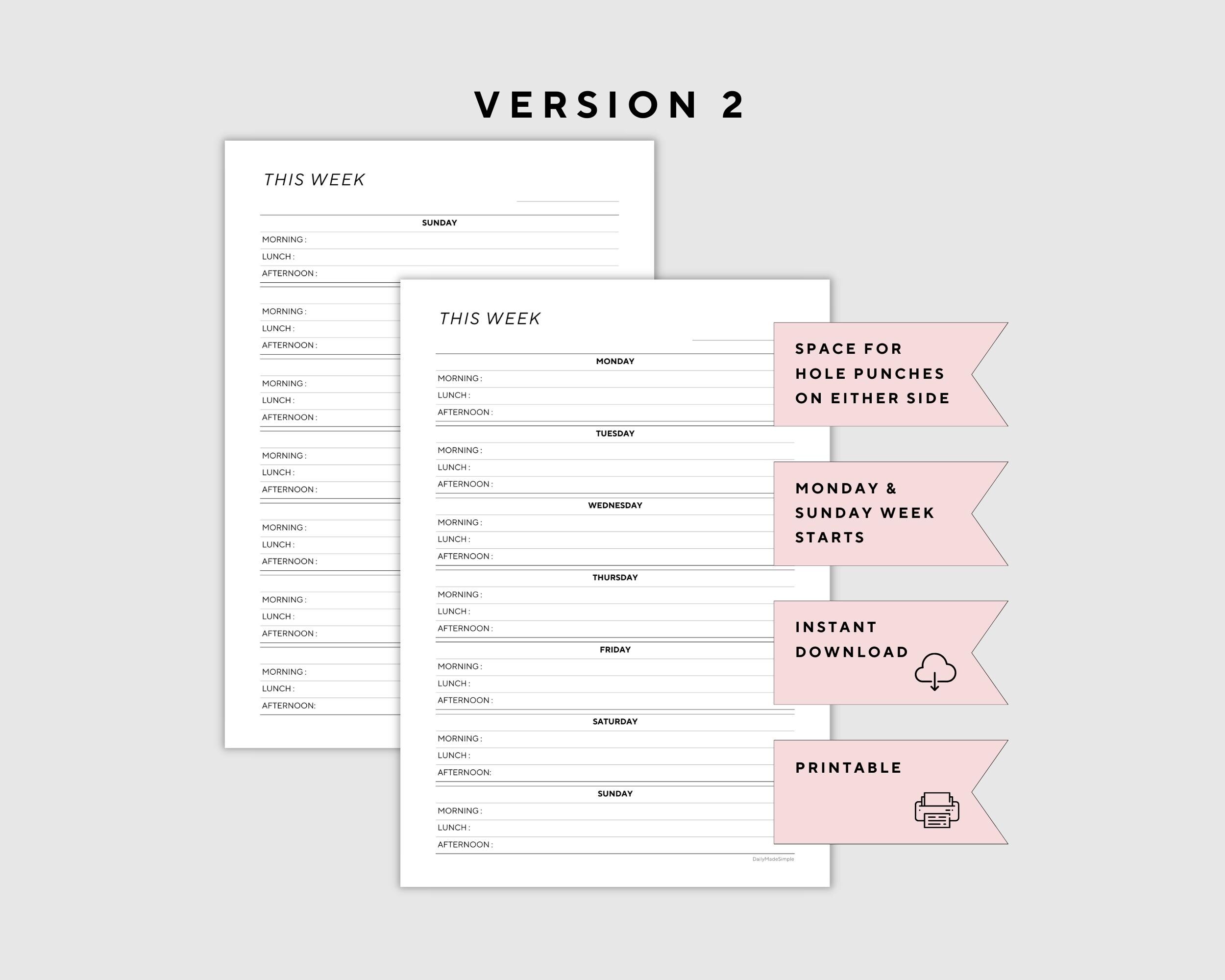 This Week Plan, Week Schedule, Printable, Work From Home, ADHD Planner ...