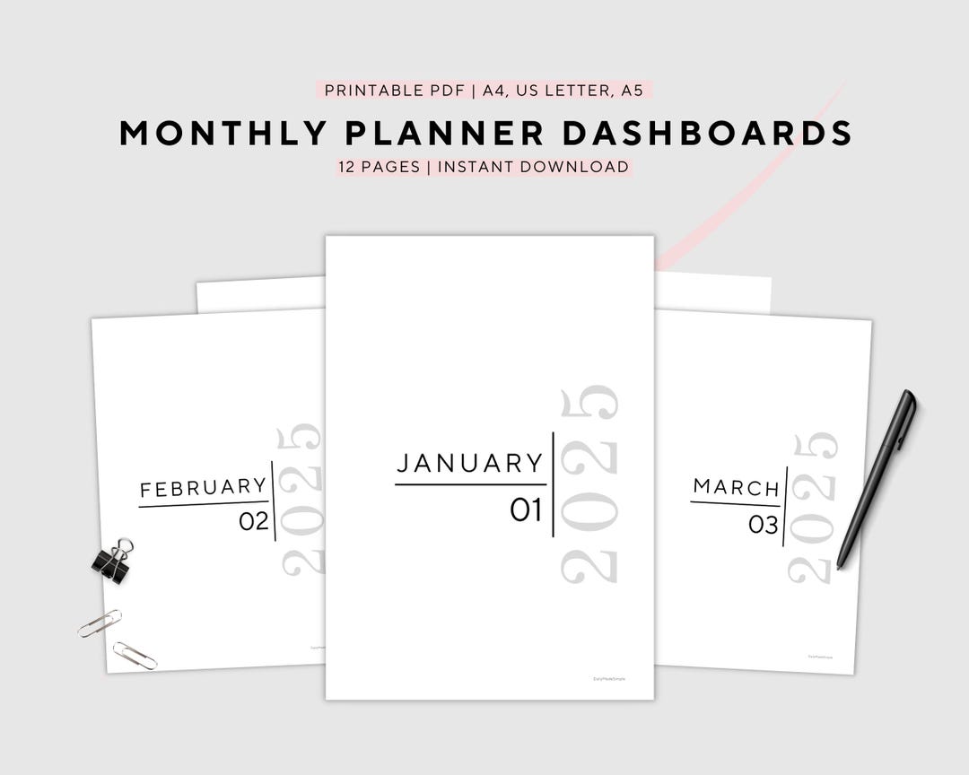 Monthly Dashboard Planner, Personal Planner, Finance Planner, Printable ...