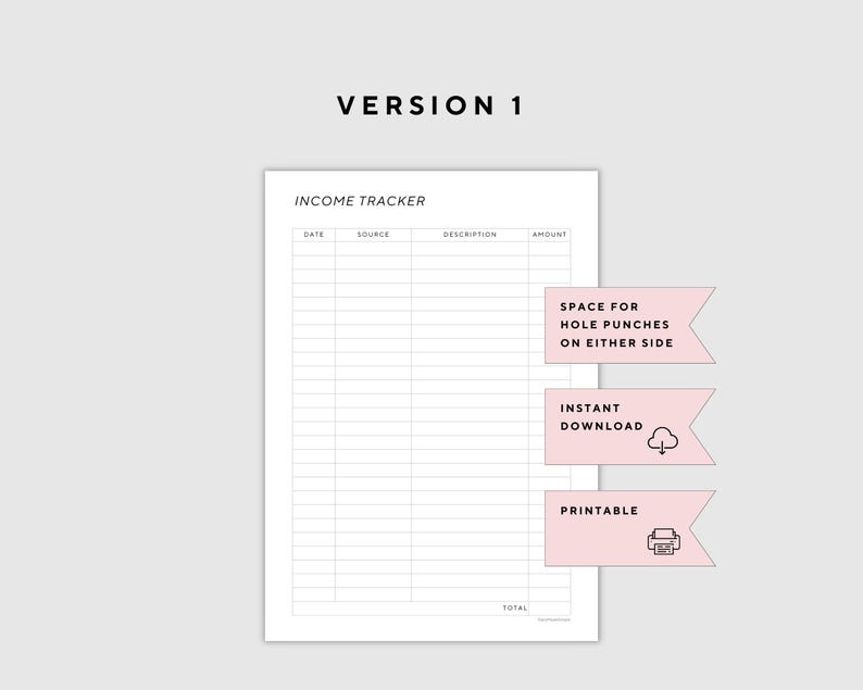 Income & Expenses Tracker, Monthly Budget, Finance Planner, Printable ...