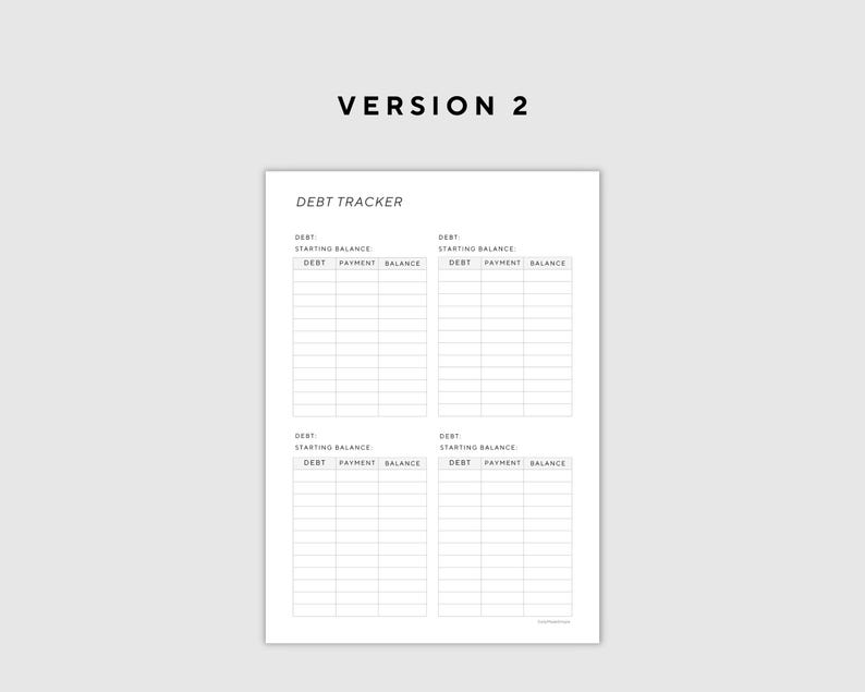 Debts Tracker, Debt Repayment, Money Budget, Finance Planner, Printable, A4/A5/US Letter ...