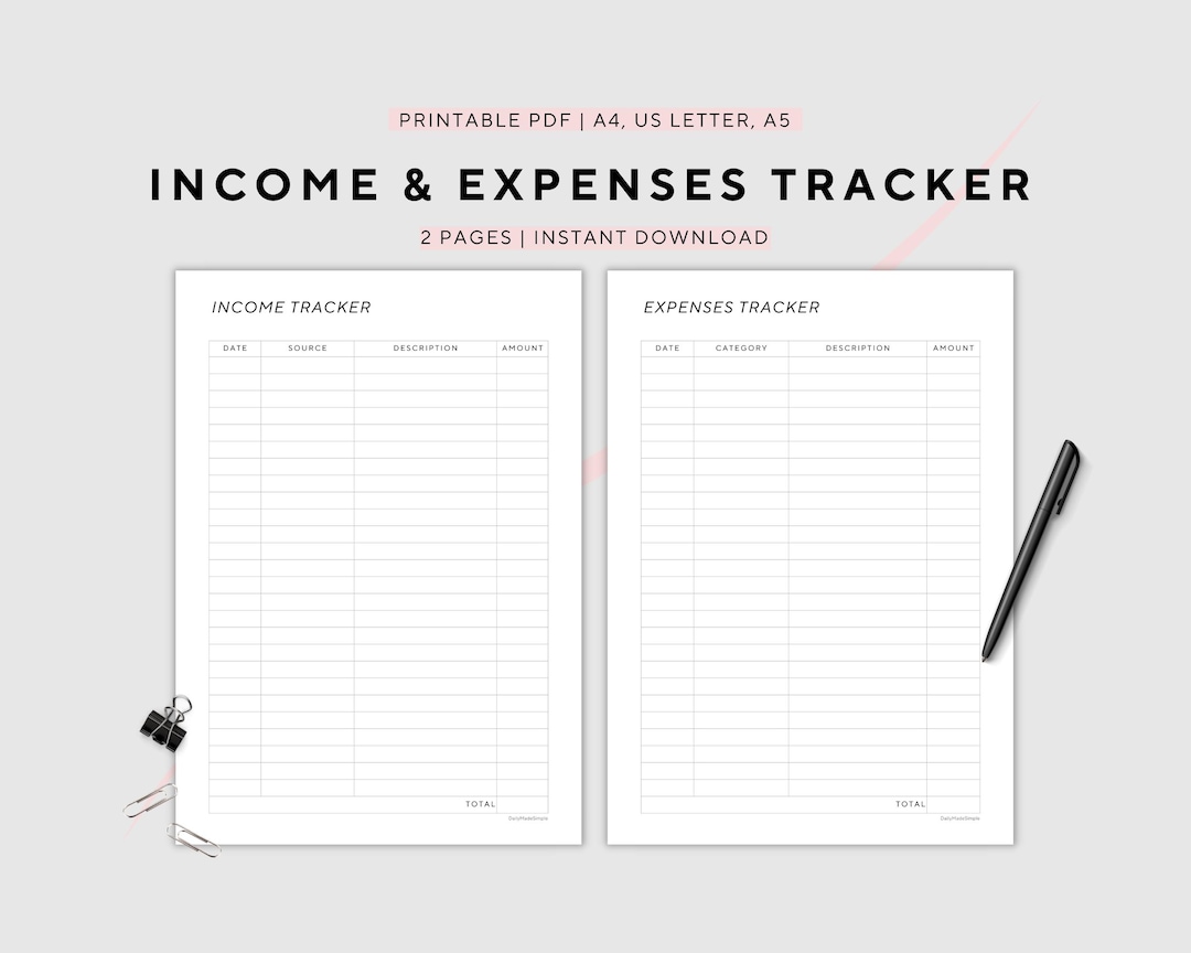 Income & Expenses Tracker, Monthly Budget, Finance Planner, Printable ...