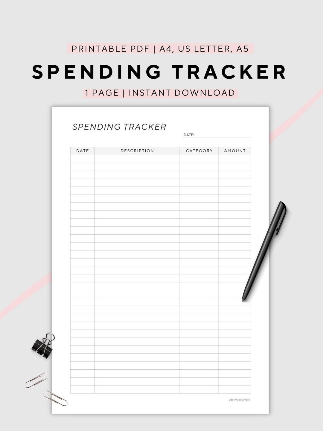 Spending Tracker, Finance Budget, Printable, Expenses Tracker, A4/A5/US ...