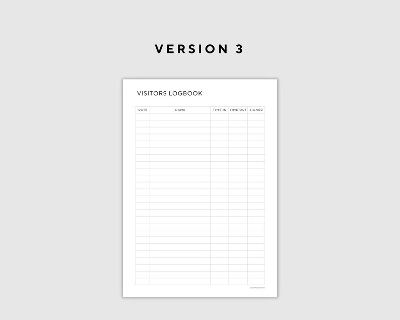 Visitors Logbook, Sign in Sheet, Guest Sign In, Printable, A4/A5/US ...