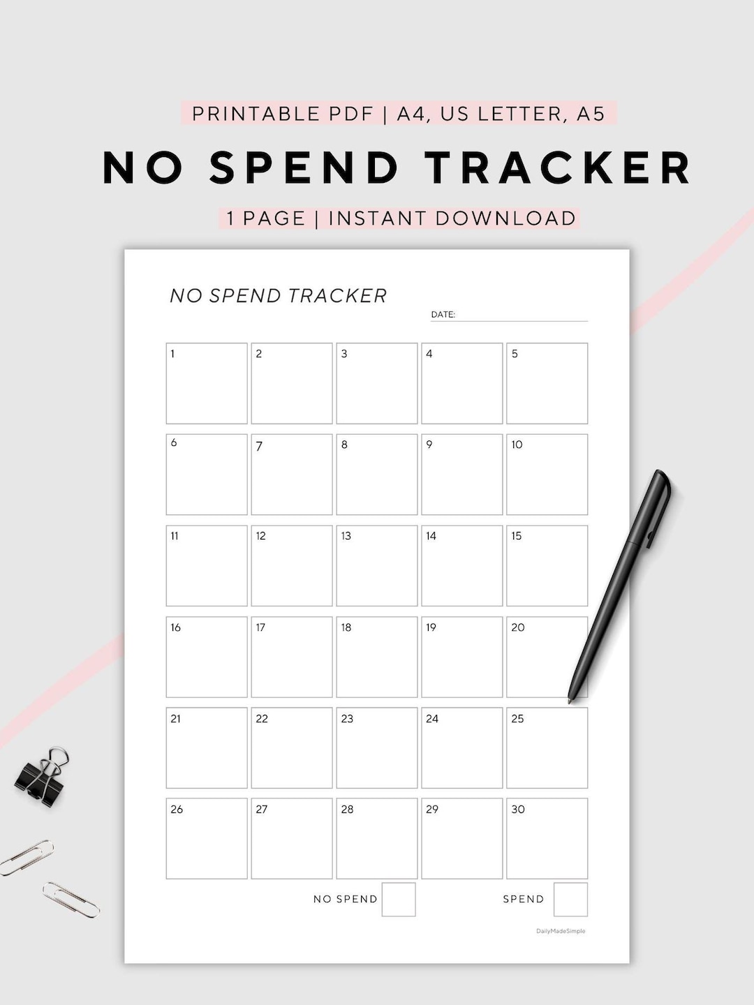 No Spend Tracker, Savings Goal,savings Tracker, Financial Planner ...