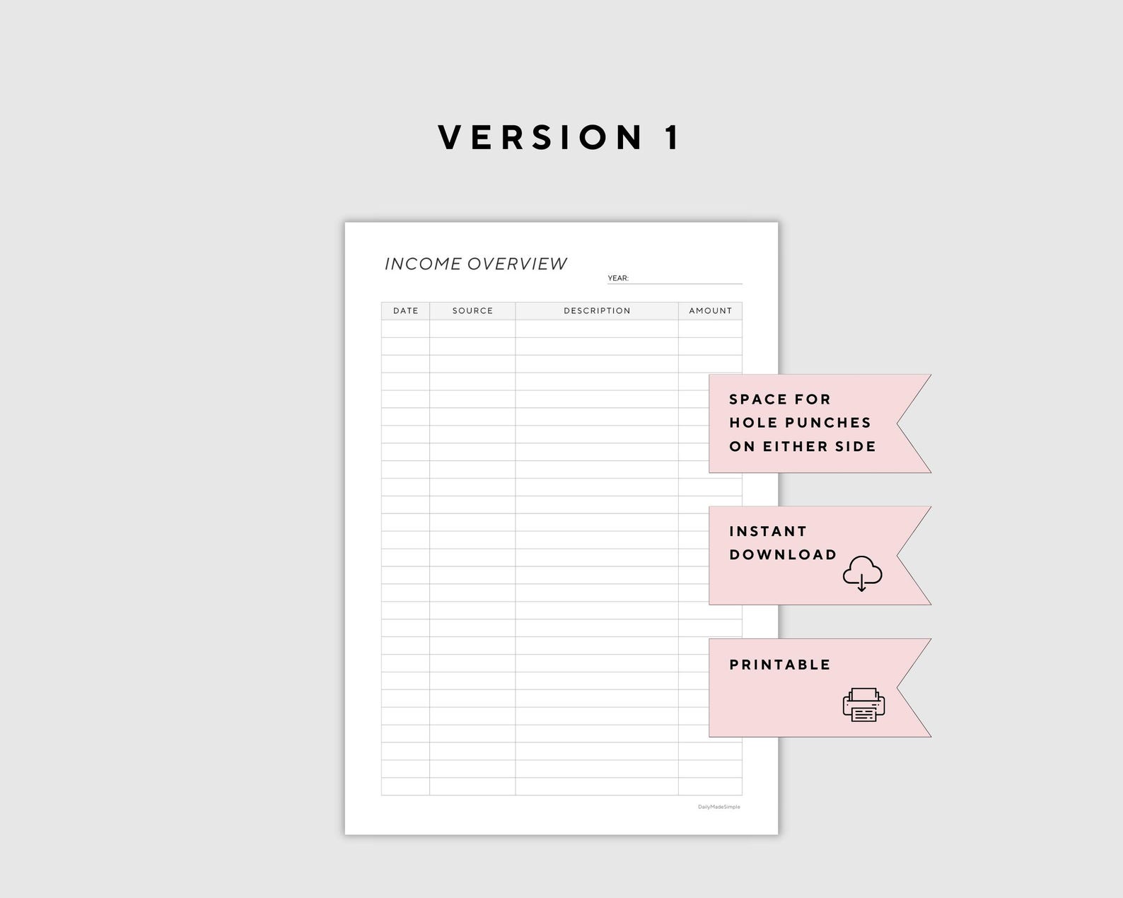 Income Overview, Income Tracker, Finance Planner, Printable, A4/A5/US ...