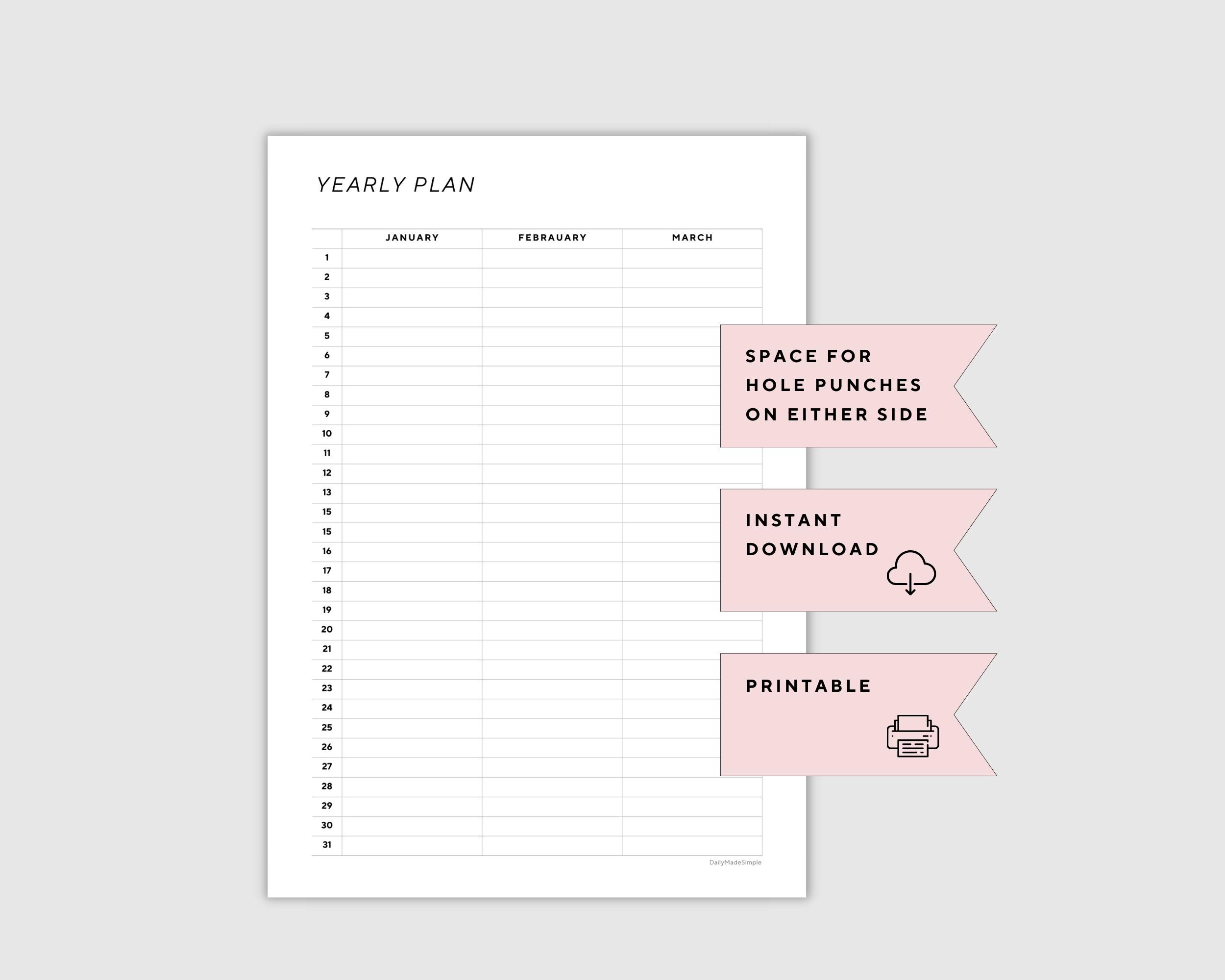 Yearly Plan, Yearly Planner, Year Schedule, Future Log, Annual Planner ...