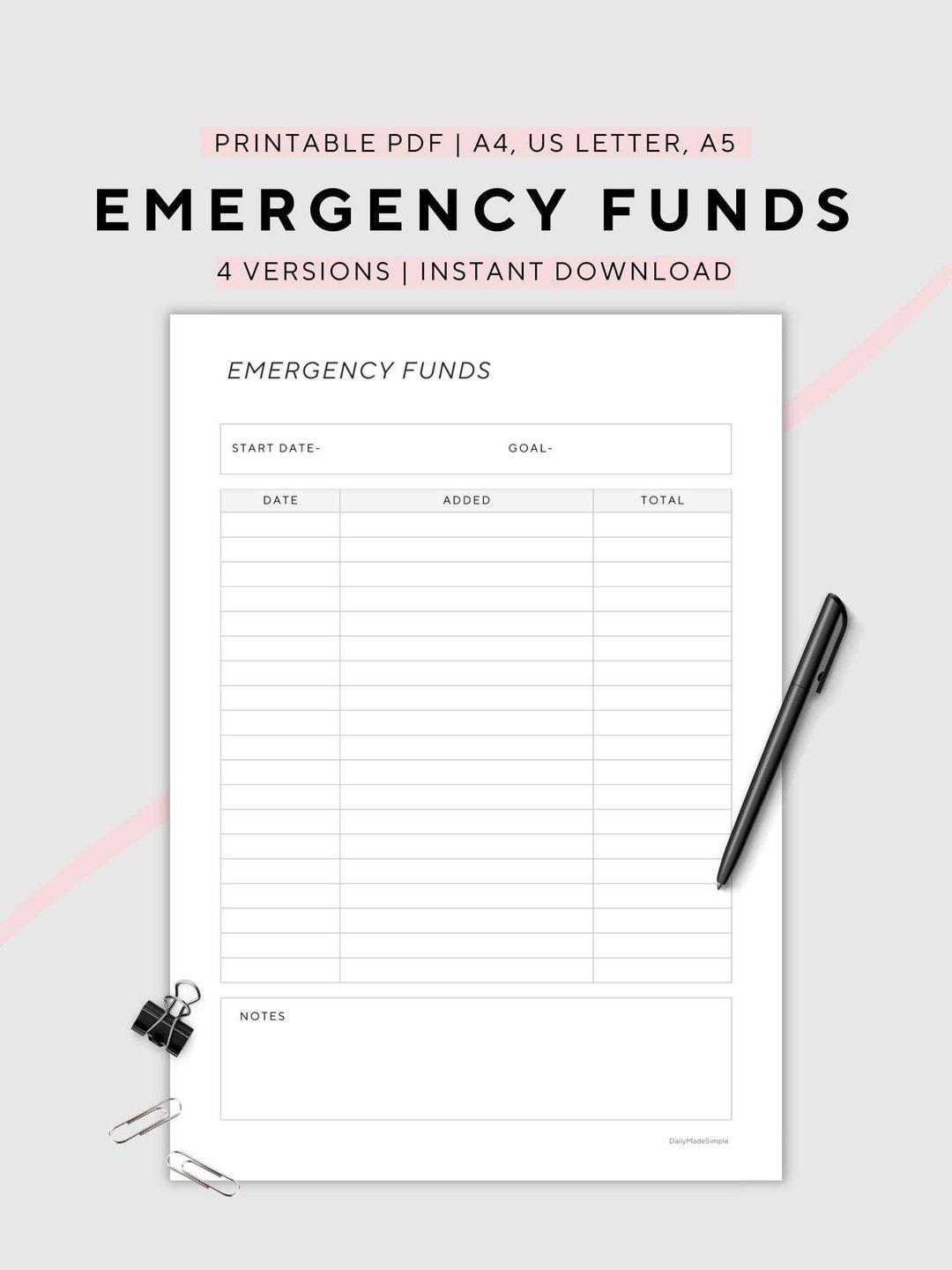 Emergency Funds, Savings Tracker, Rainy Day Funds, Finance Planner ...