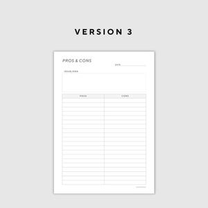 Pros & Cons, Printable, Problem Solving, for or Against, Personal ...