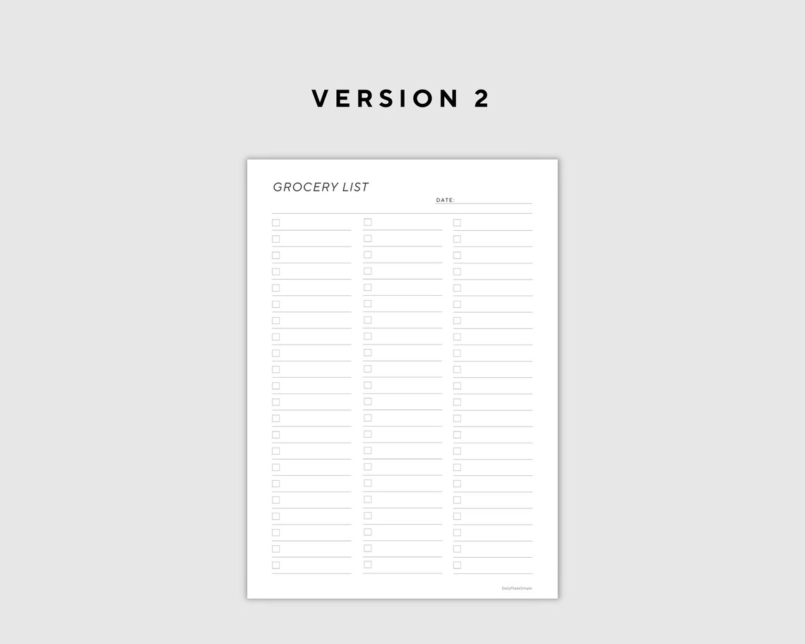 Simple Grocery List, Menu Plan, Food Planner, Shopping List, Health ...