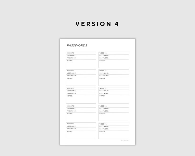 Password Tracker, Printable, Password Log, Password Keeper, Password ...
