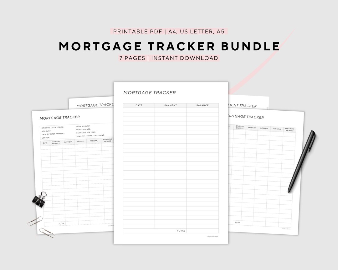 Mortgage Tracker Bundle, Savings, Home Loan Payments, Finance Planner ...