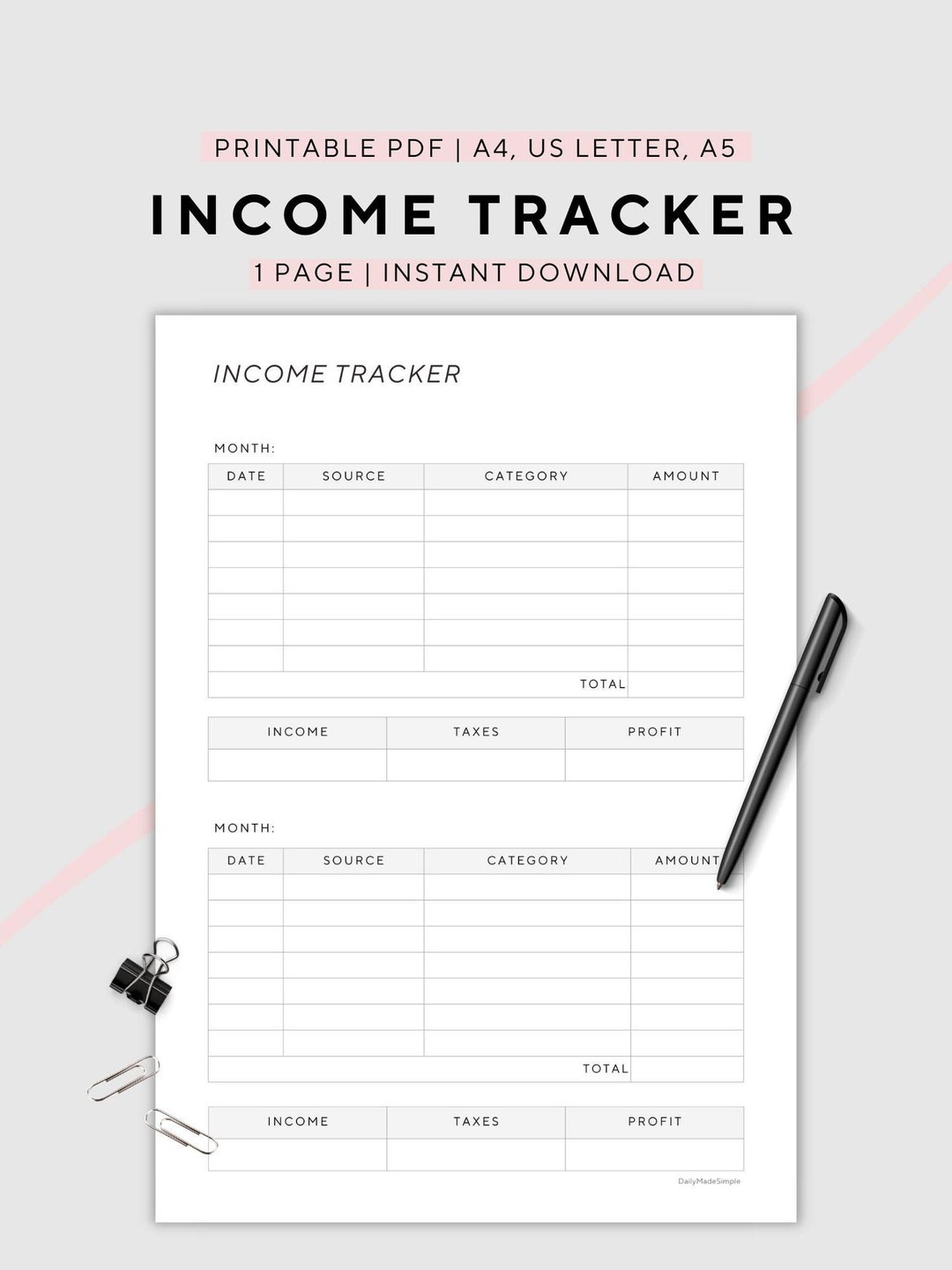 Income Tracker, Money Budgets, Income Tracking, Finance Planner ...