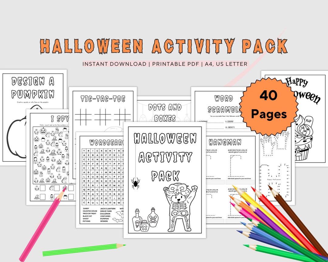Halloween Activity Pack, Kids Activities, Colouring Sheets, Halloween ...