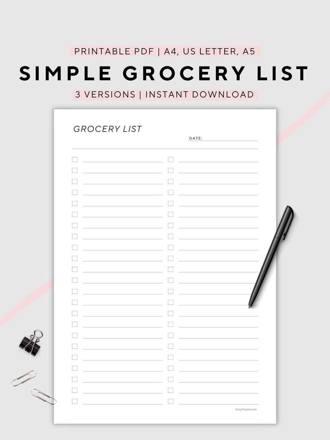 Simple Grocery List, Menu Plan, Food Planner, Shopping List, Health ...