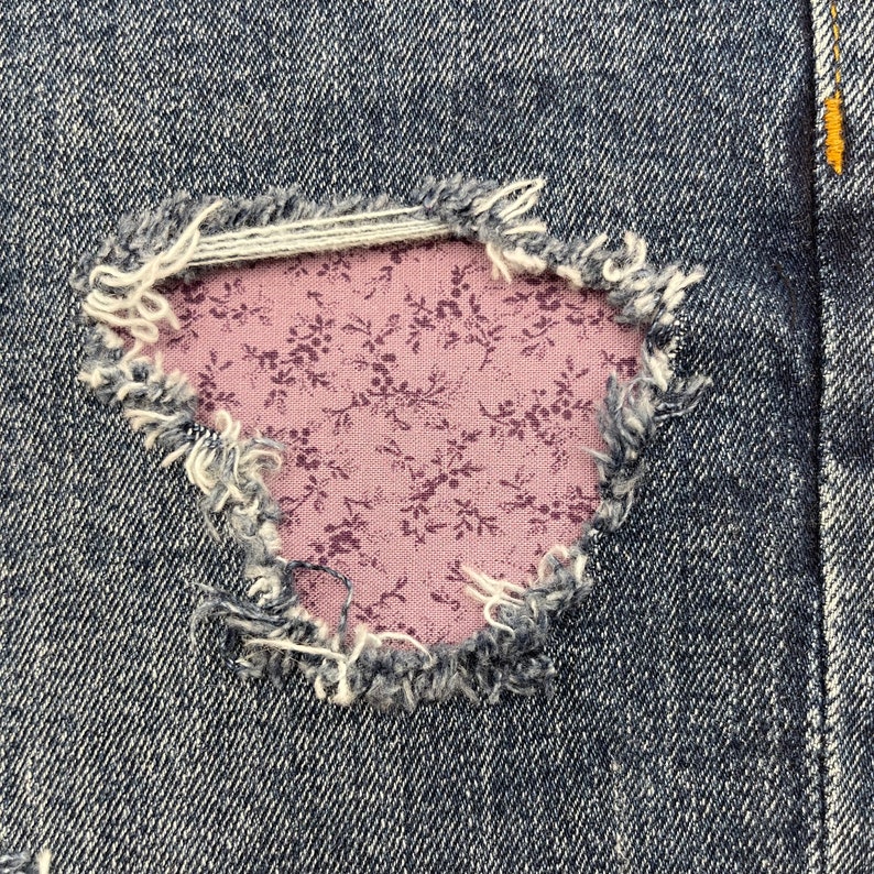 Ripped Designs Denim Patches Tiny Mauve Floral and Plaid - Etsy