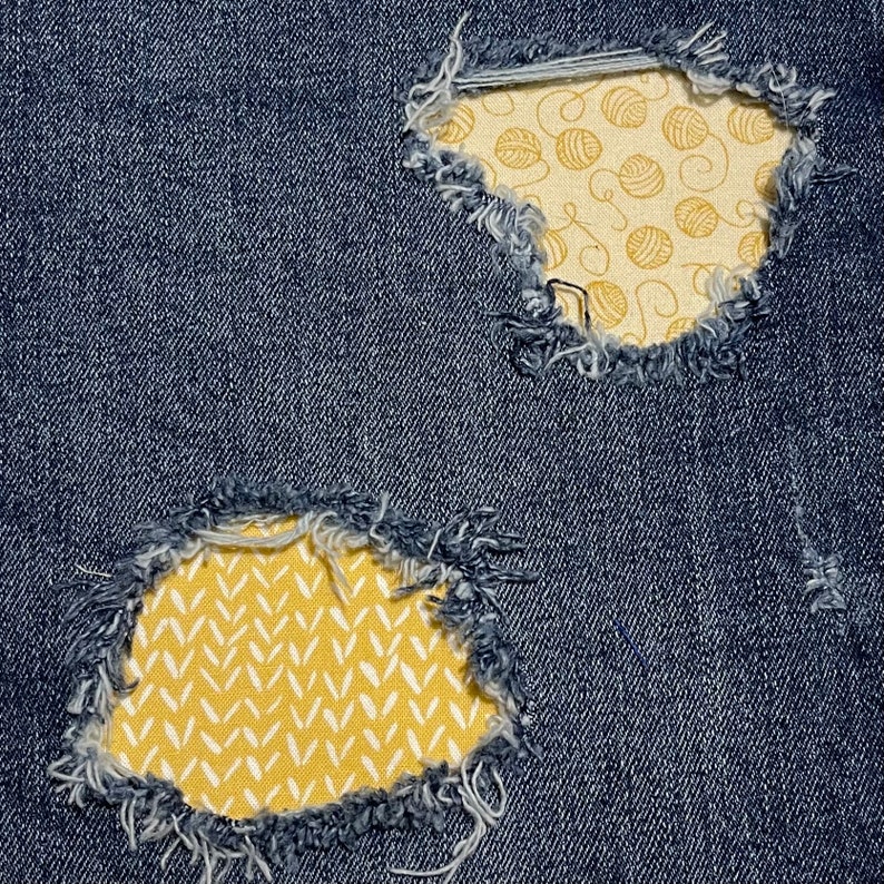 Ripped Designs Denim Patches for Knitters Yellow Balls of - Etsy