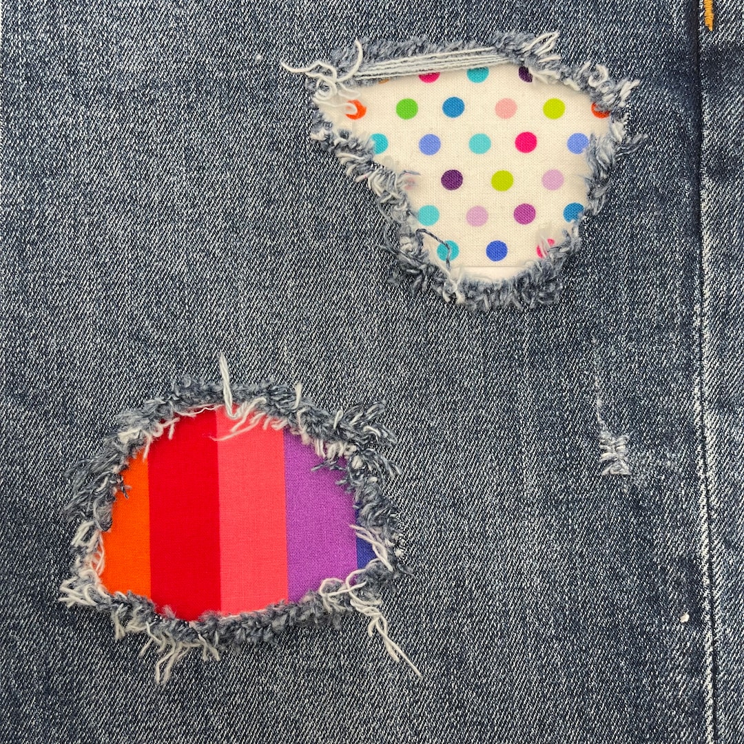 Ripped Designs Denim Patches - Rainbows and Polka Dots Jeans Patch ...
