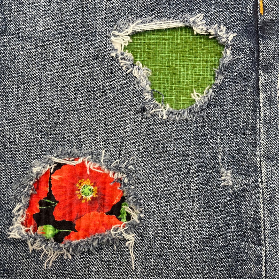Ripped Designs Denim Patches - Red Poppies in the Grass Jeans Patch ...
