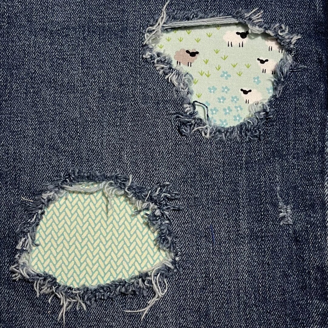 Ripped Designs Denim Patches for Knitters - Sheep Farm Sheep Peekaboo ...