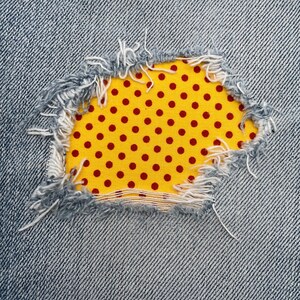 Ripped Designs Denim Patches Polka Dots Print Peekaboo Iron on Jeans ...