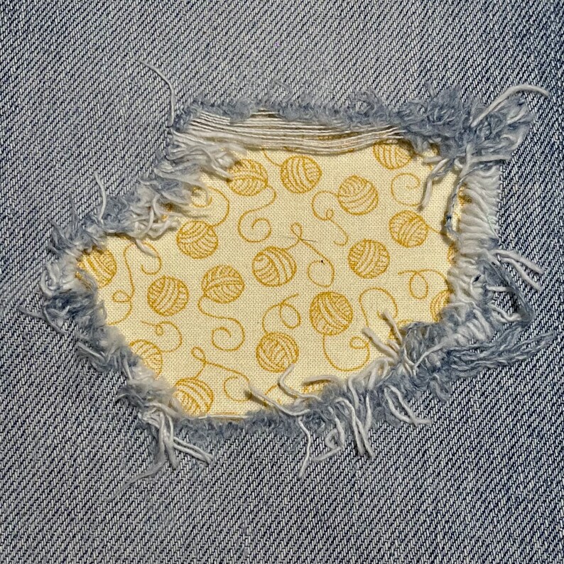 Ripped Designs Denim Patches for Knitters Yellow Balls of - Etsy