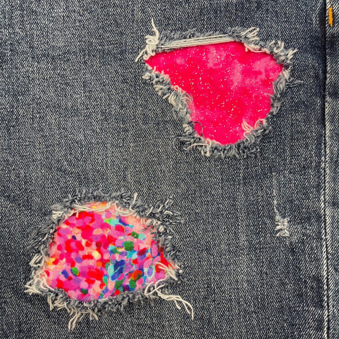 Ripped Designs Denim Patches - Pink and Glitter Peekaboo Iron on Jeans ...