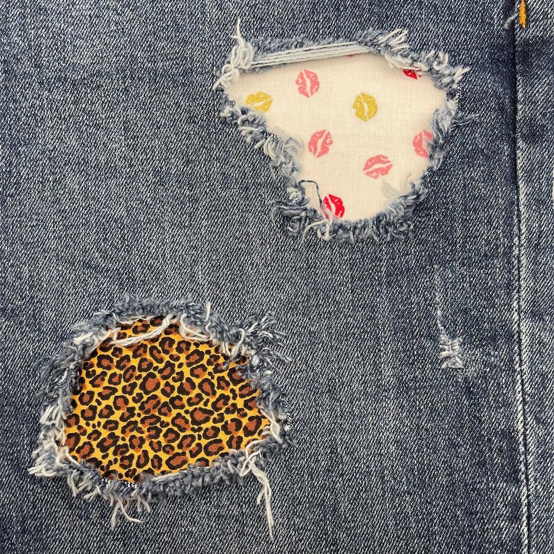 Ripped Designs Denim Patches - Lipstick and Leopard Print Peekaboo Iron ...
