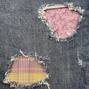 Ripped Designs Denim Patches Tiny Mauve Floral and Plaid Jeans Patch ...