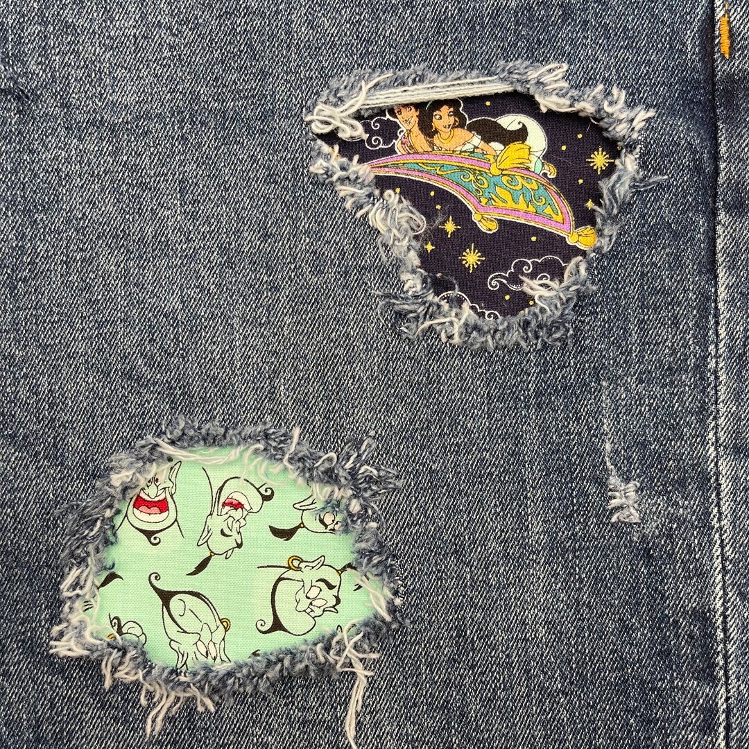 Ripped Designs Denim Patches - Genie and Magic Carpet Jeans Patch Jeans ...