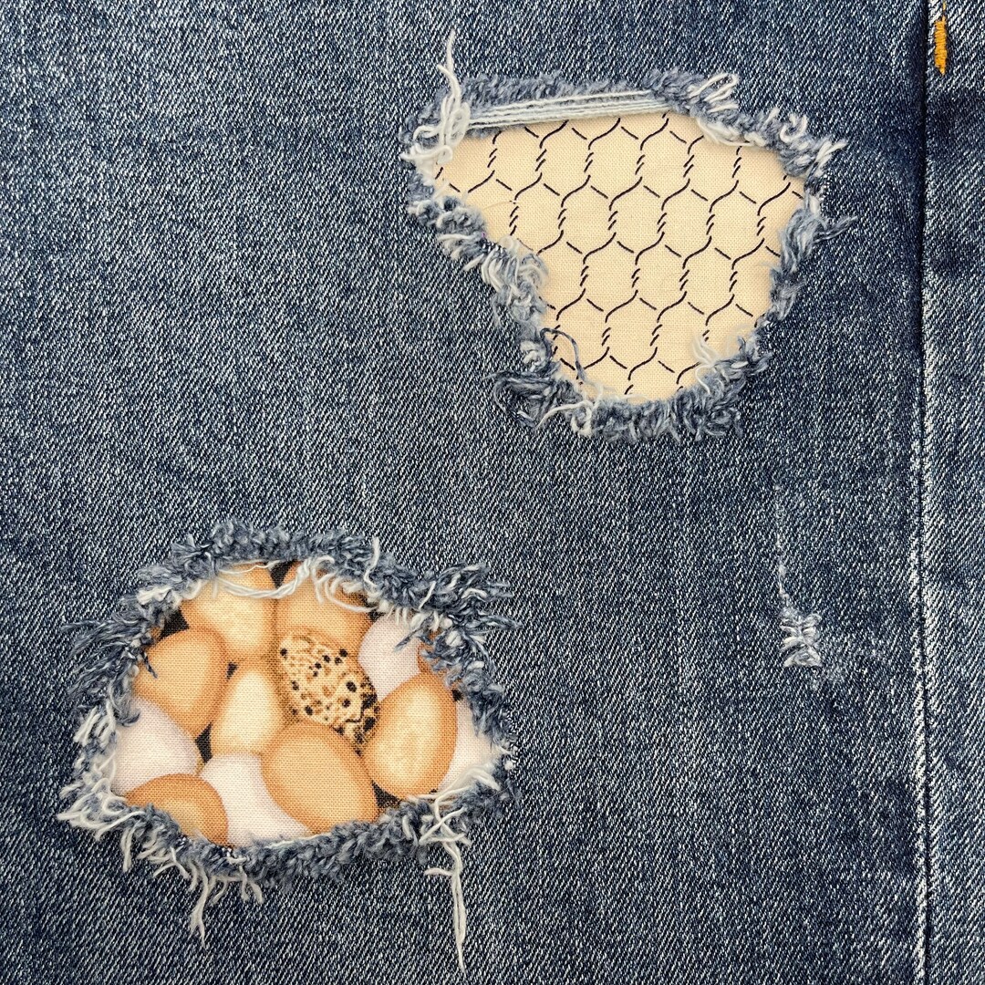 Ripped Designs Denim Patches - Eggs and Chicken Wire Peekaboo Iron on ...