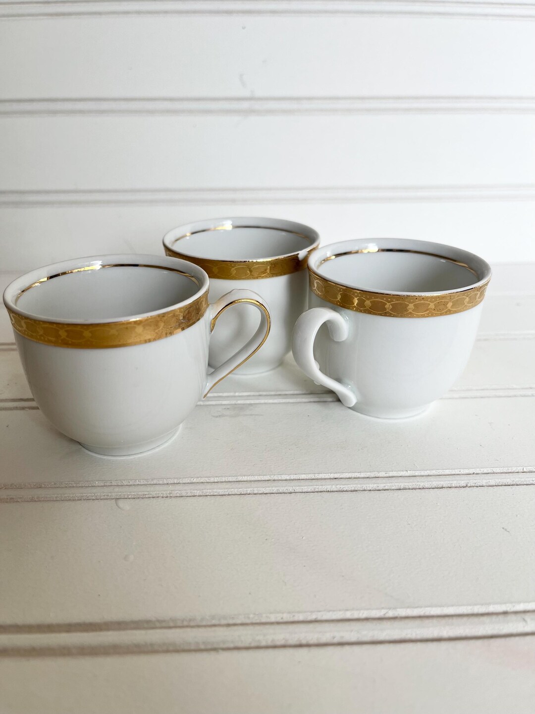 Mitterteich Bavaria White Porcelain and Gold Rim Tea Cups Set of 3 - Etsy