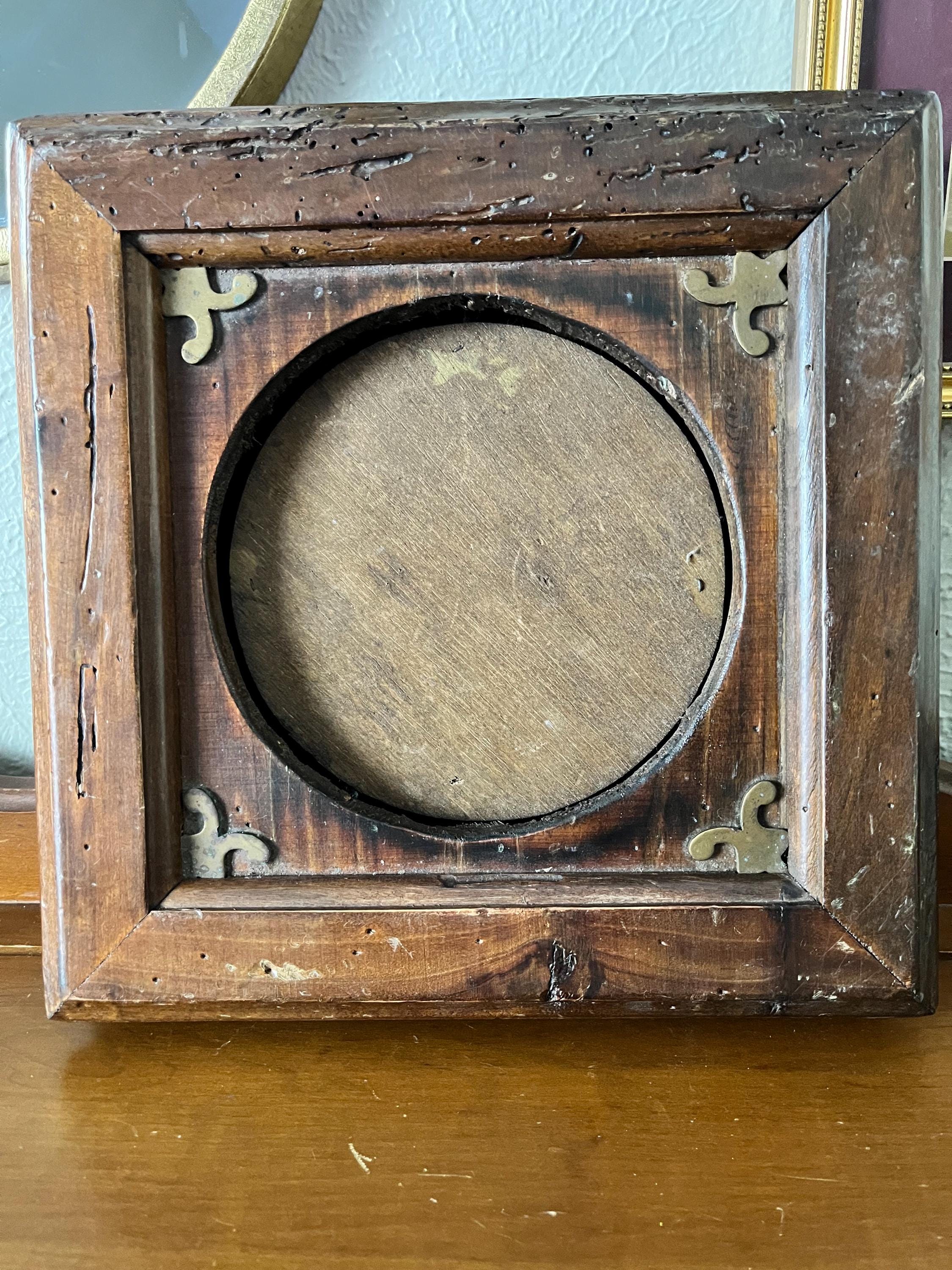 ANTIQUE Italian Thick Wooden Frame With Brass Corner Details - Etsy