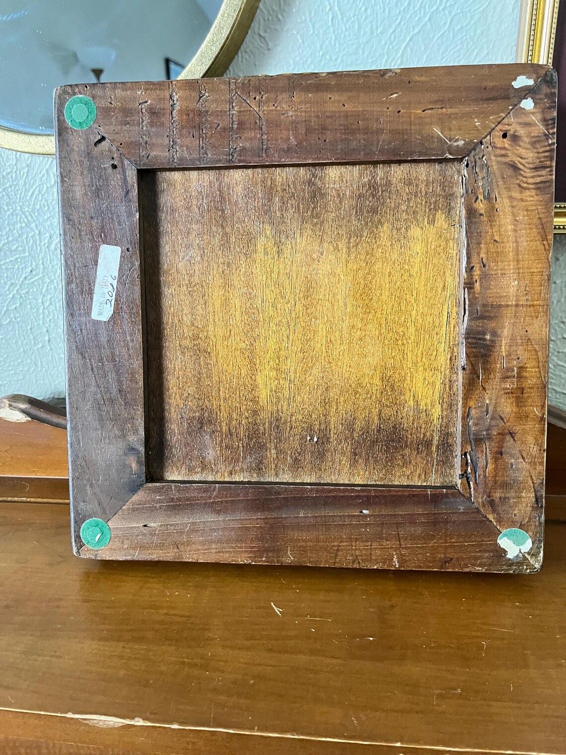 ANTIQUE Italian Thick Wooden Frame With Brass Corner Details - Etsy