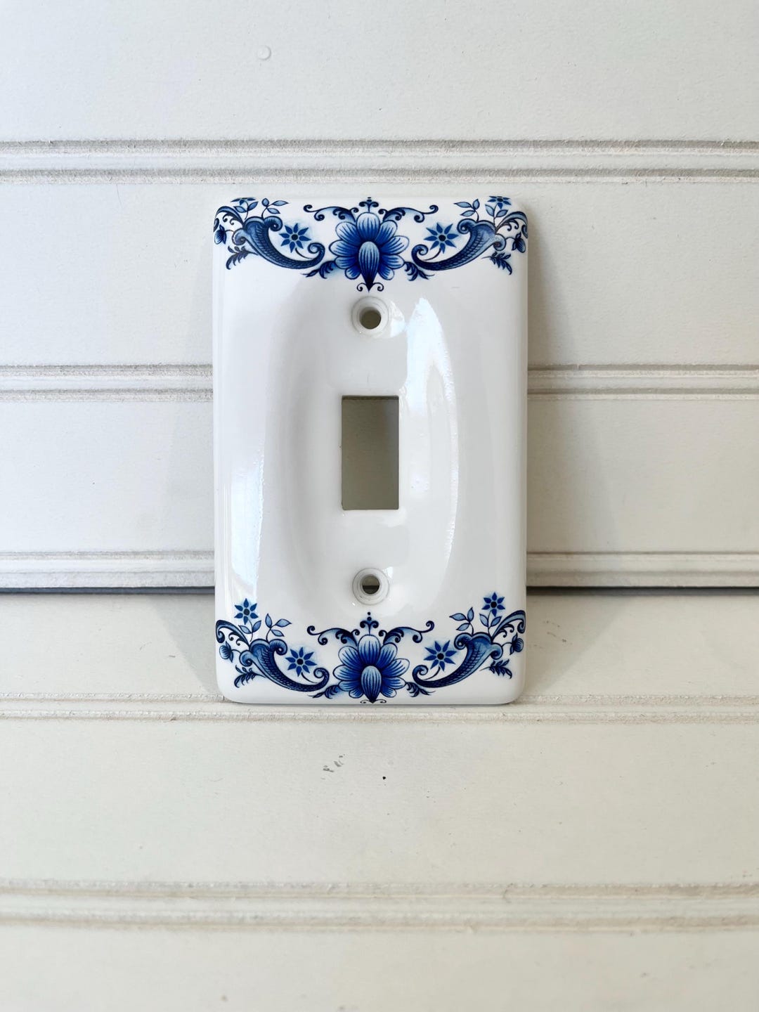 Blue Floral Porcelain Light Switch Cover - Etsy