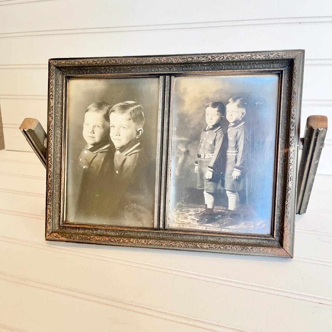 Antique Double Photo Frame of Two Boys - Etsy
