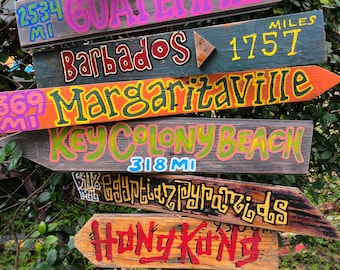 Set of 8 Directional Signs . Beach Signs . Tiki Signs . Custom ...