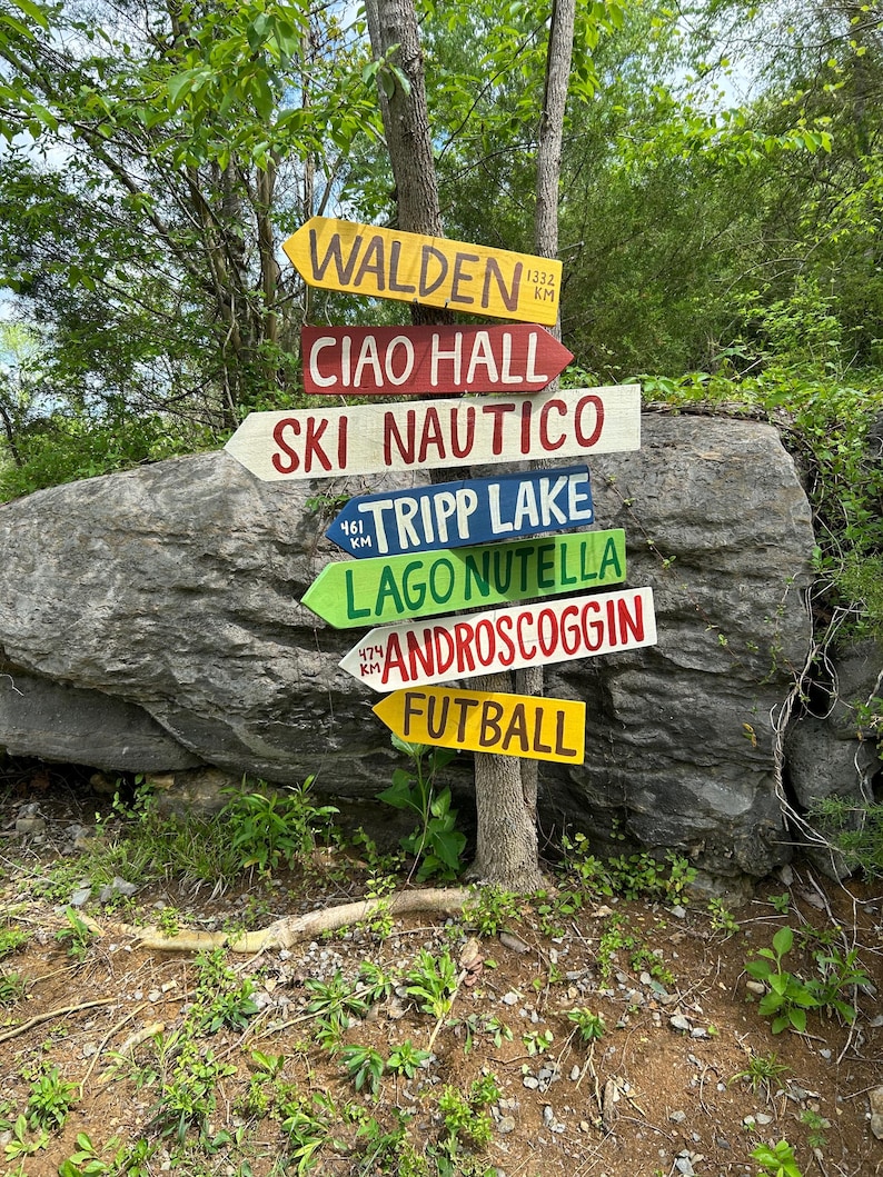 Directional Destination Signs, Wooden Mile Marker Arrow Sign, Tiki ...