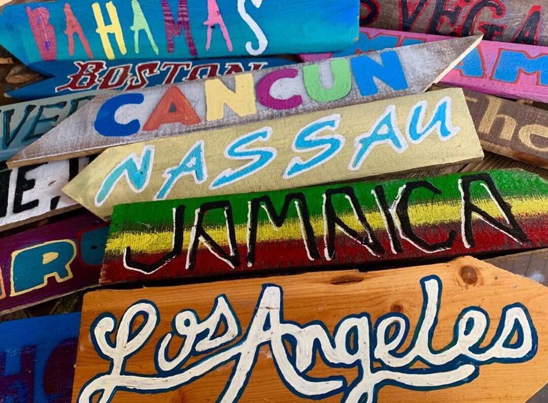 Set of (1) Custom Directional Tiki Sign Decor.goes Great as an Outdoor ...